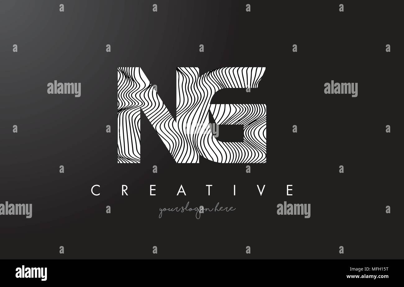 NG N G Letter Logo with Zebra Lines Texture Design Vector Illustration ...