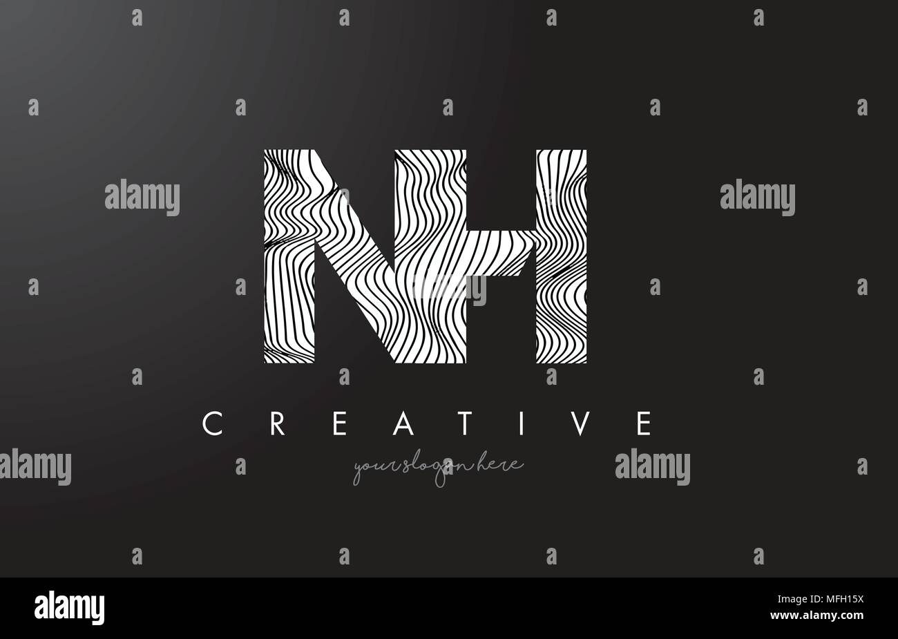 NH N H Letter Logo with Zebra Lines Texture Design Vector Illustration Stock Vector Image & Art ...
