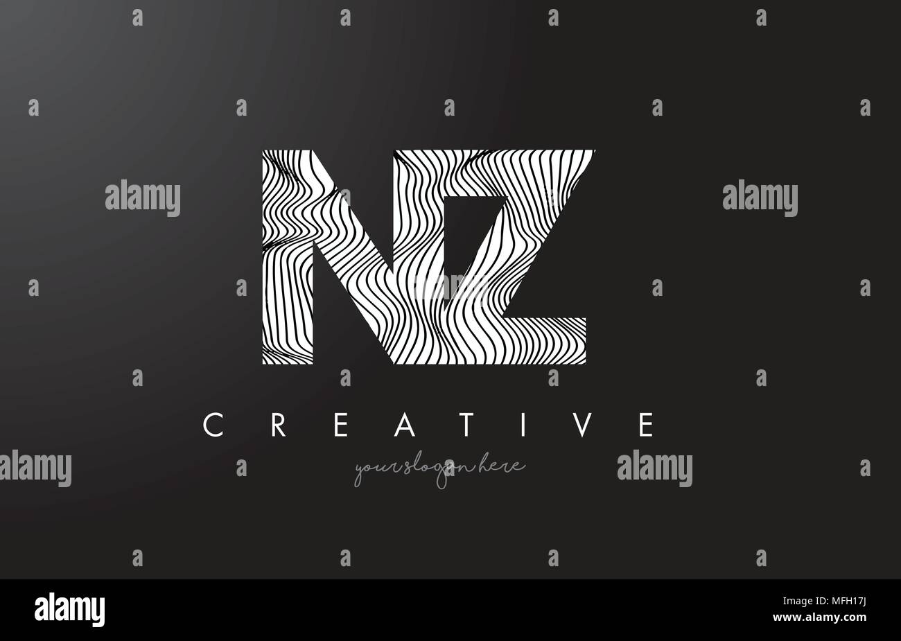 NZ N Z Letter Logo with Zebra Lines Texture Design Vector Illustration ...