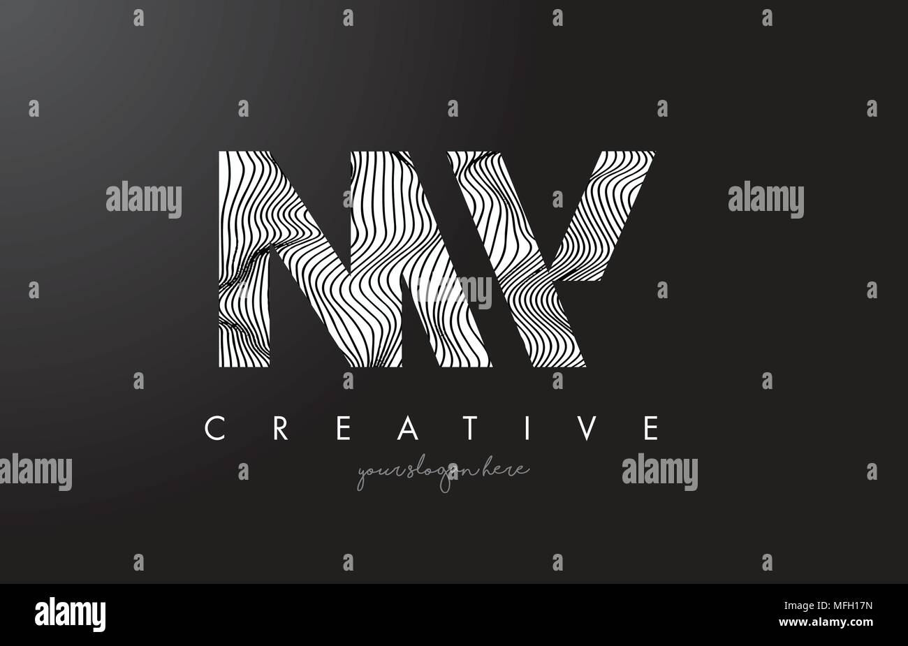 NW N W Letter Logo with Zebra Lines Texture Design Vector Illustration ...