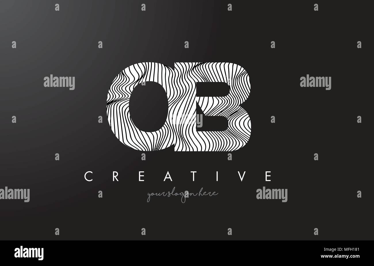OB O B Letter Logo with Zebra Lines Texture Design Vector Illustration ...