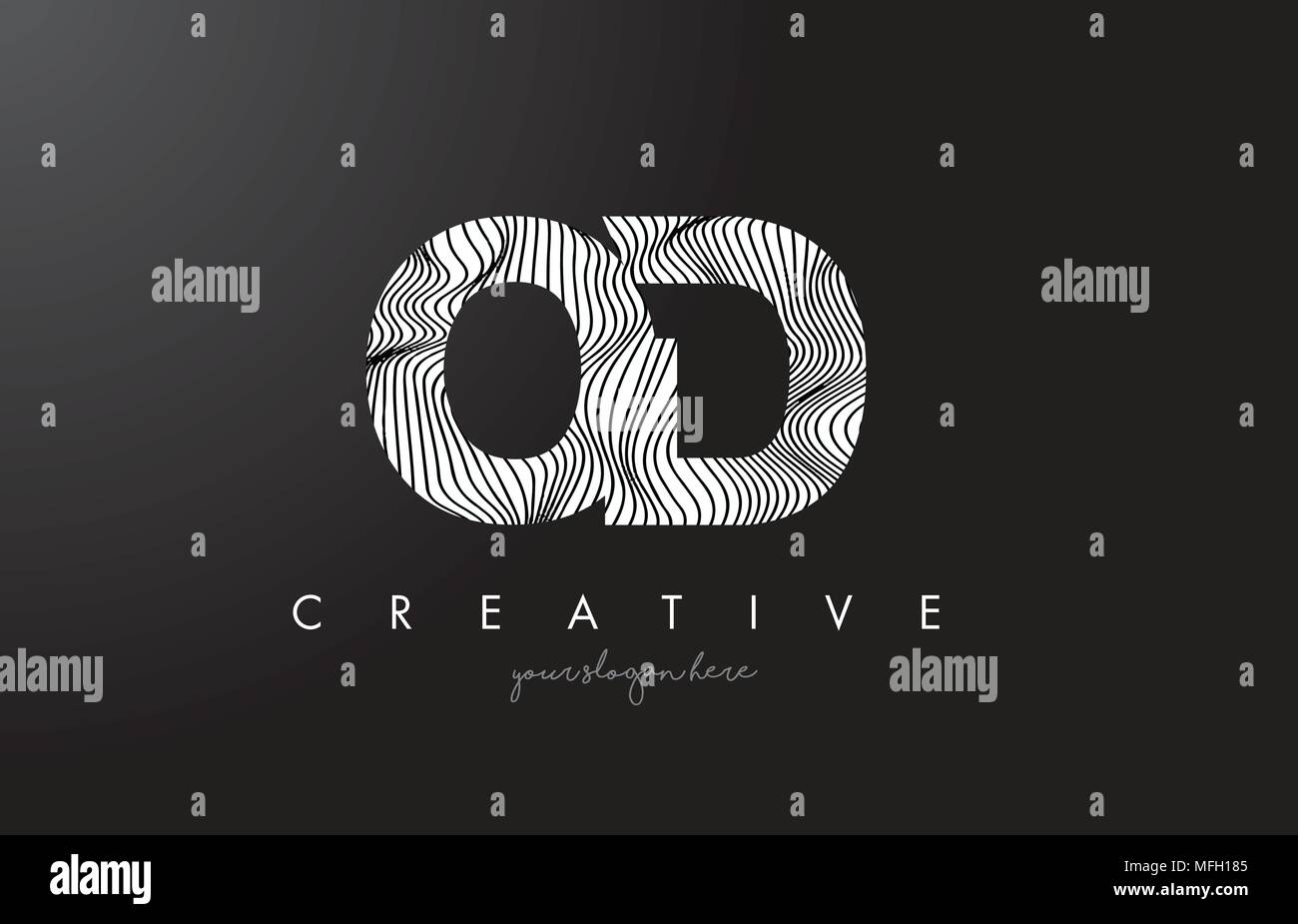 OD O D Letter Logo with Zebra Lines Texture Design Vector Illustration ...