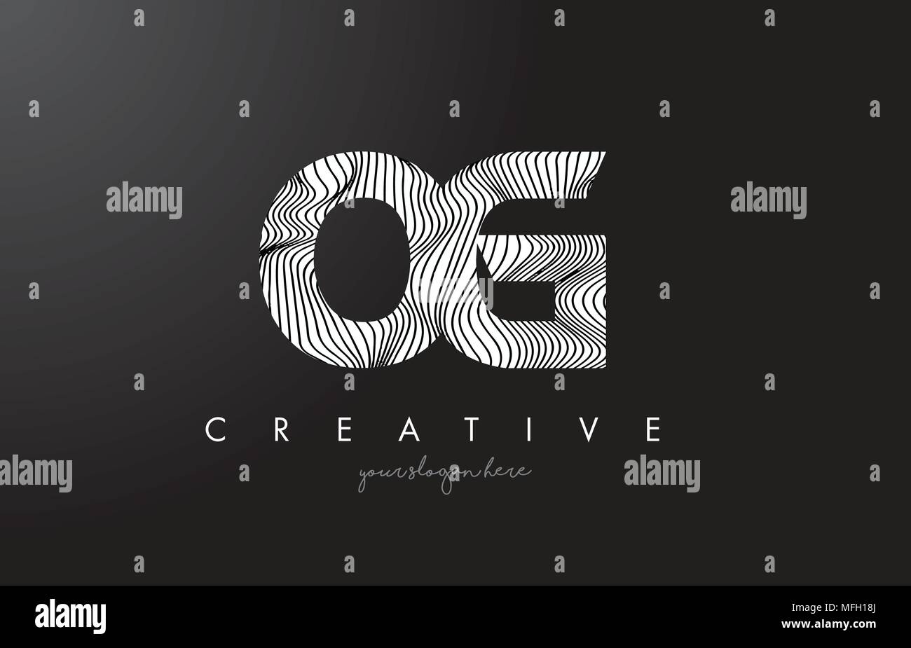 OG O G Letter Logo with Zebra Lines Texture Design Vector Illustration ...