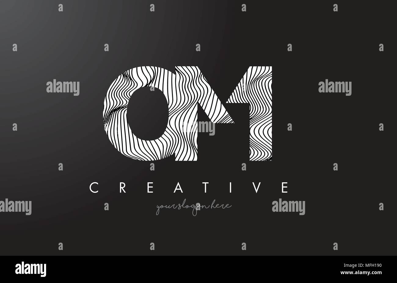 OM O M Letter Logo with Zebra Lines Texture Design Vector Illustration ...