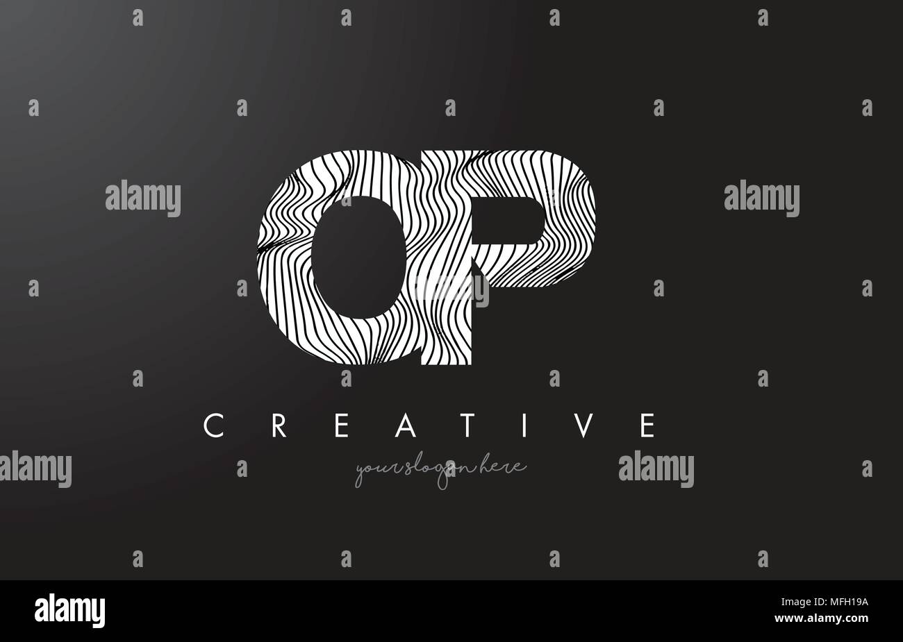 OP O P Letter Logo with Zebra Lines Texture Design Vector Illustration ...