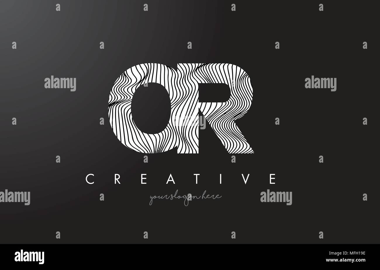 OR O R Letter Logo with Zebra Lines Texture Design Vector Illustration ...