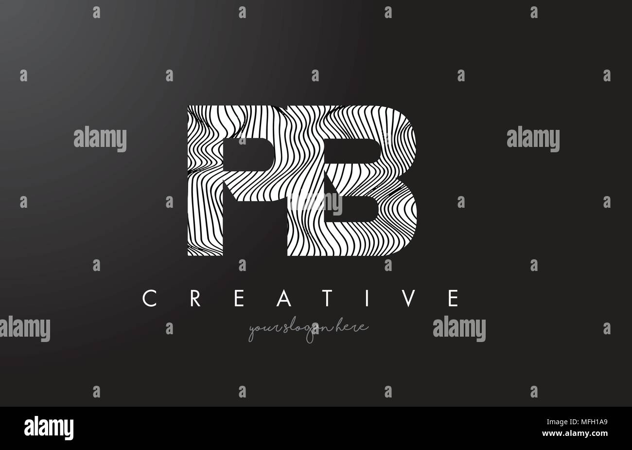 PB P B Letter Logo with Zebra Lines Texture Design Vector Illustration ...