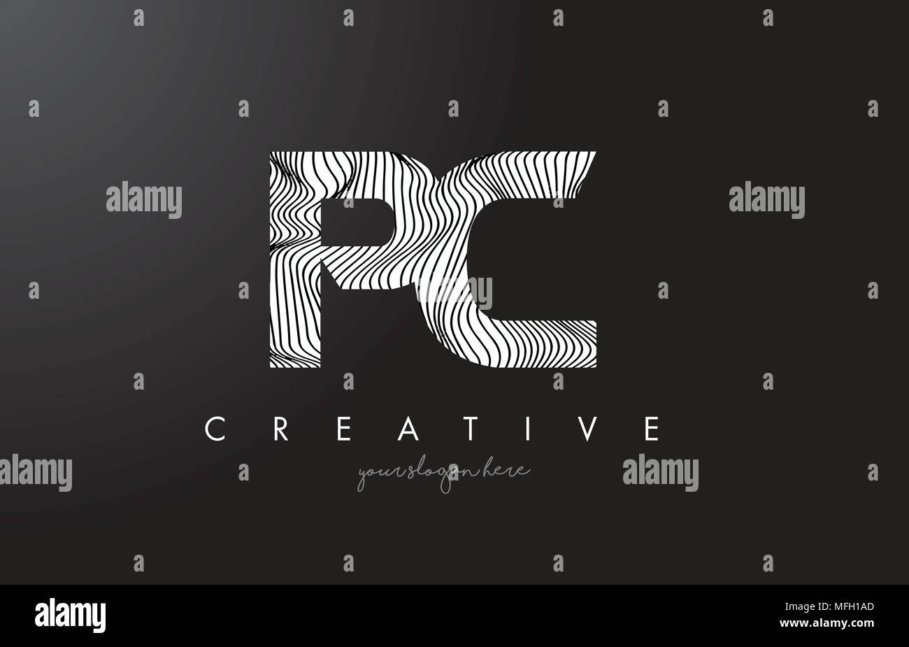 PC P C Letter Logo with Zebra Lines Texture Design Vector Illustration ...