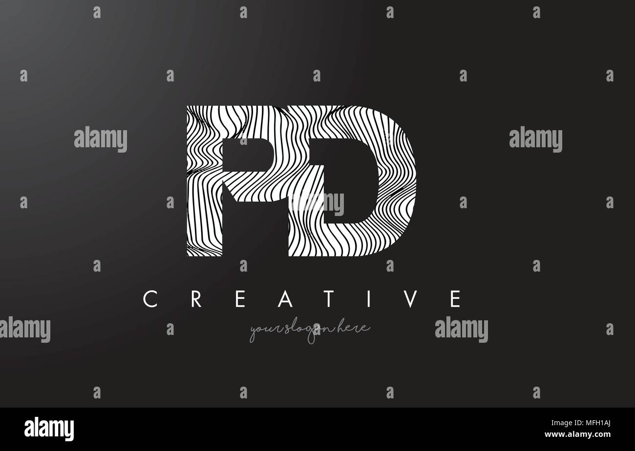 PD P D Letter Logo with Zebra Lines Texture Design Vector Illustration ...