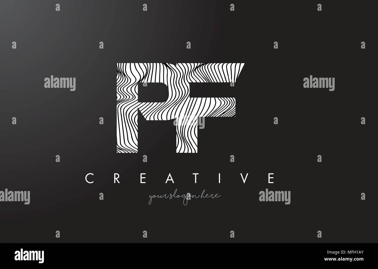 PF P F Letter Logo with Zebra Lines Texture Design Vector Illustration ...