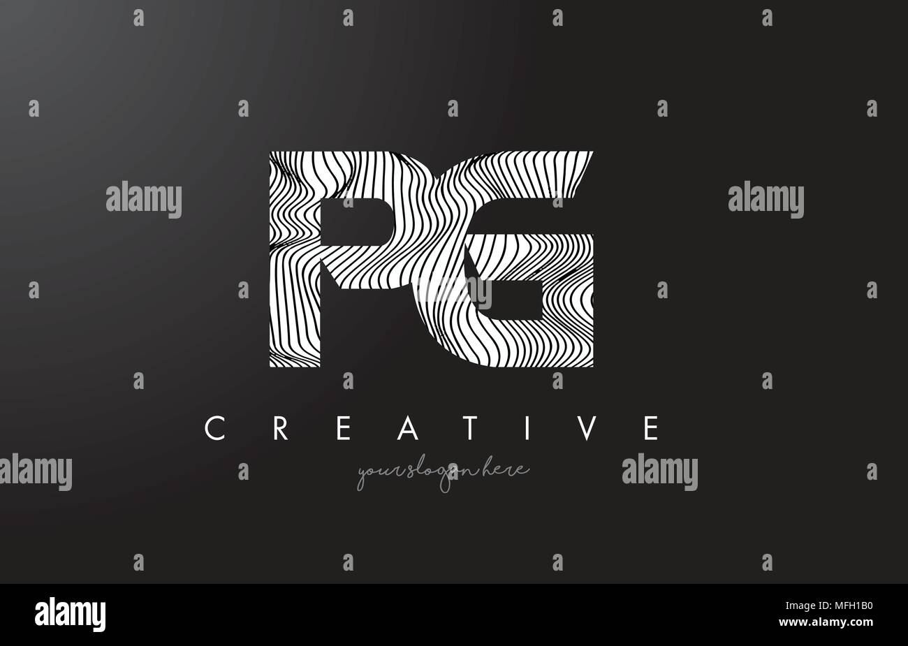 PG P G Letter Logo with Zebra Lines Texture Design Vector Illustration ...
