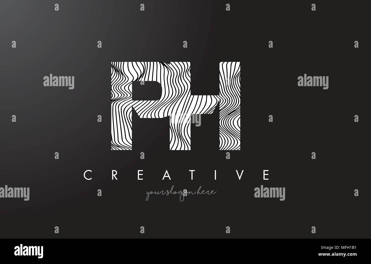 PH P H Letter Logo with Zebra Lines Texture Design Vector Illustration ...