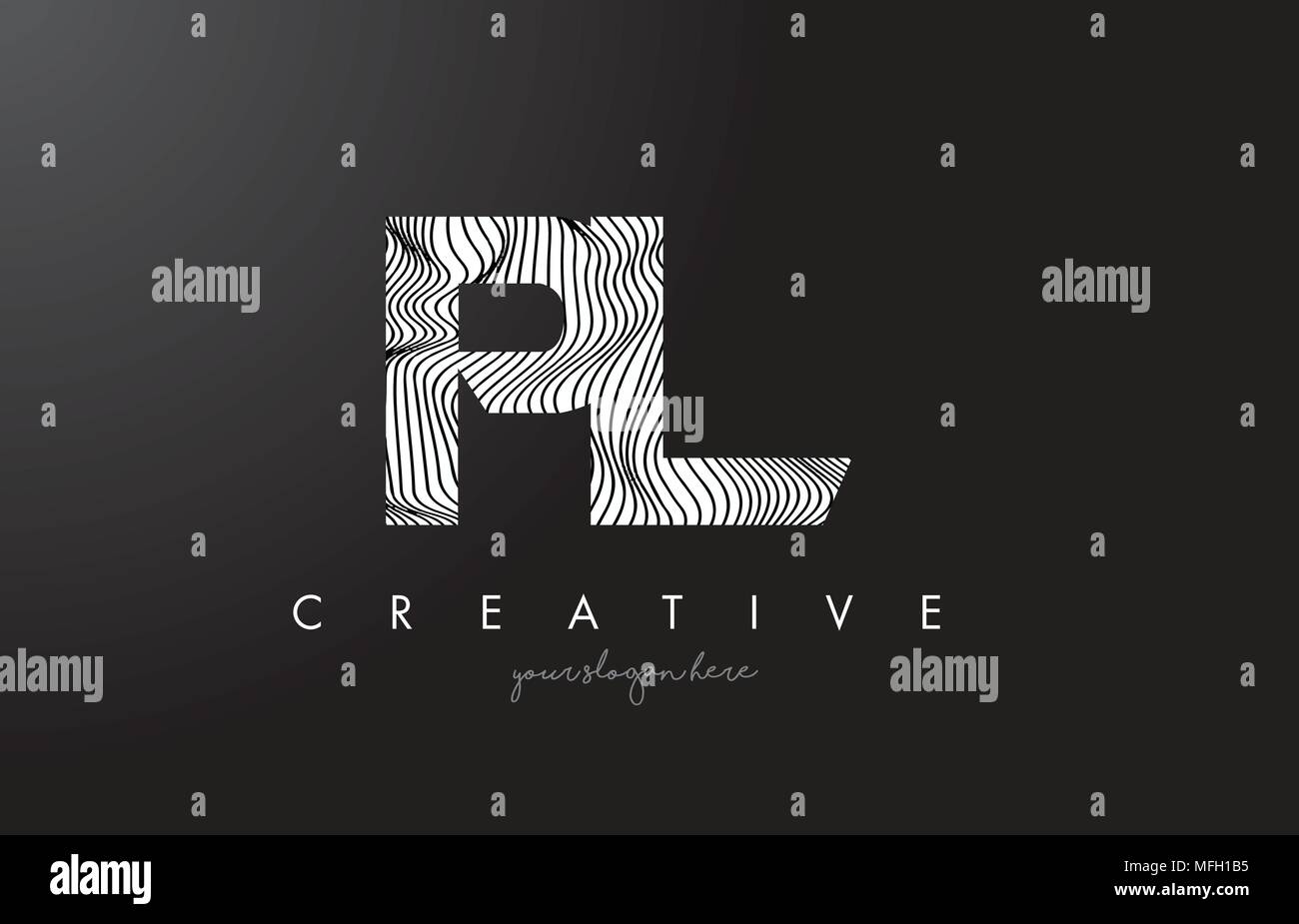 PL P L Letter Logo with Zebra Lines Texture Design Vector Illustration ...