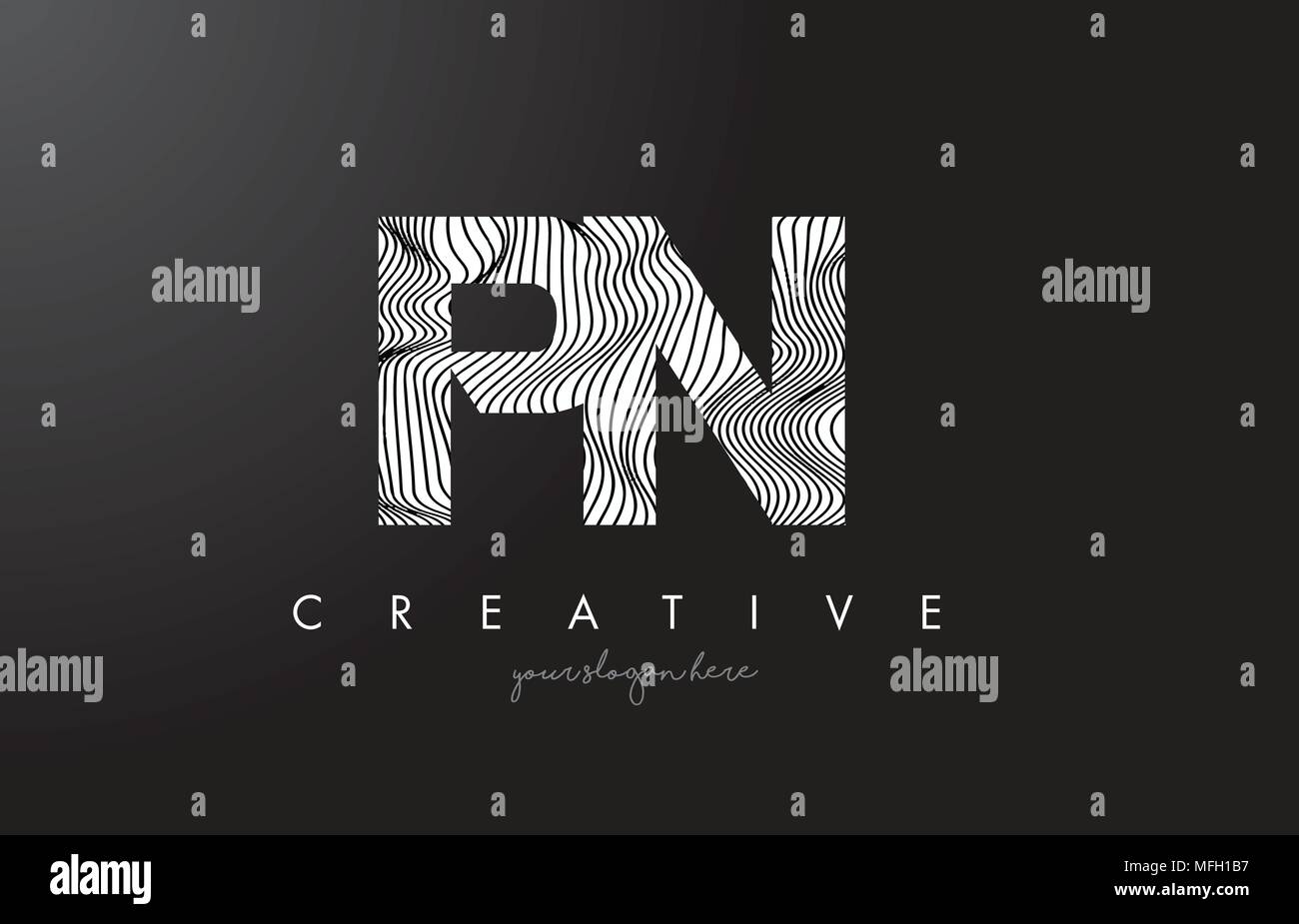 PN P N Letter Logo with Zebra Lines Texture Design Vector Illustration ...