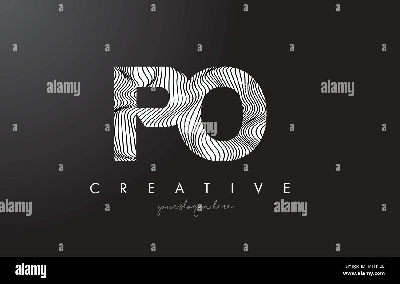 PO P O Letter Logo with Zebra Lines Texture Design Vector Illustration ...