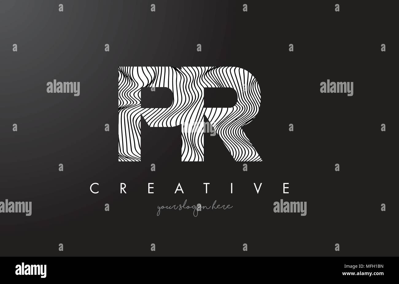 PR P R Letter Logo with Zebra Lines Texture Design Vector Illustration ...