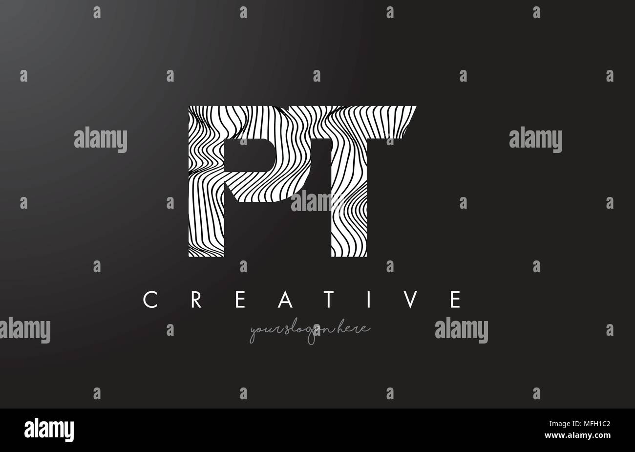 PT P T Letter Logo with Zebra Lines Texture Design Vector Illustration ...