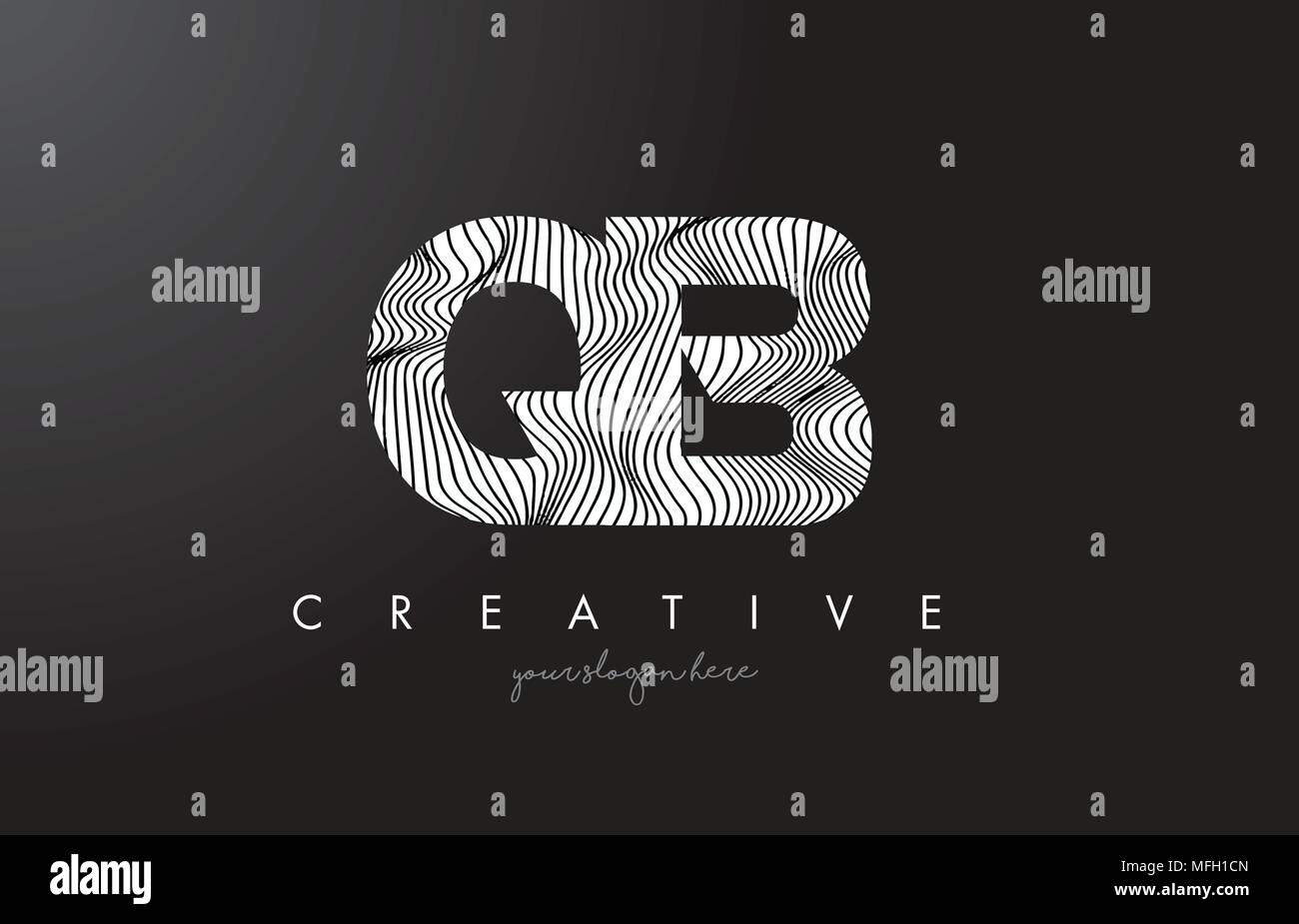 QB Q B Letter Logo with Zebra Lines Texture Design Vector Illustration ...