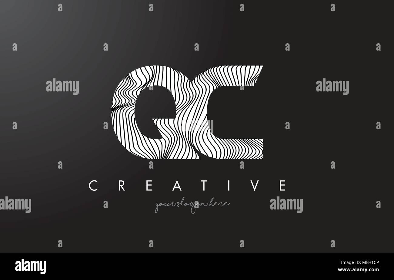 QC Q C Letter Logo with Zebra Lines Texture Design Vector Illustration ...