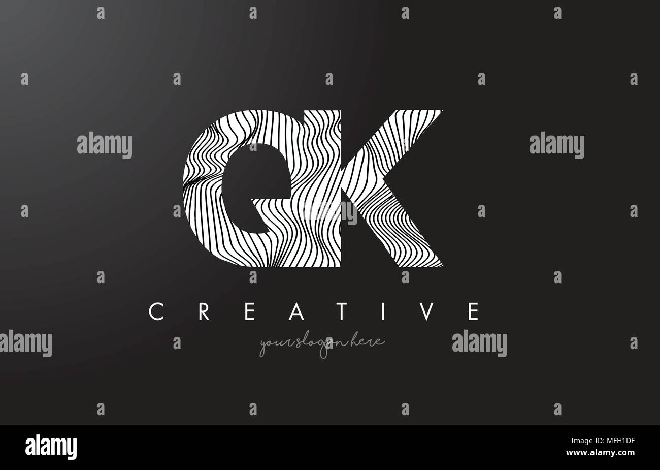 QK Q K Letter Logo with Zebra Lines Texture Design Vector Illustration ...