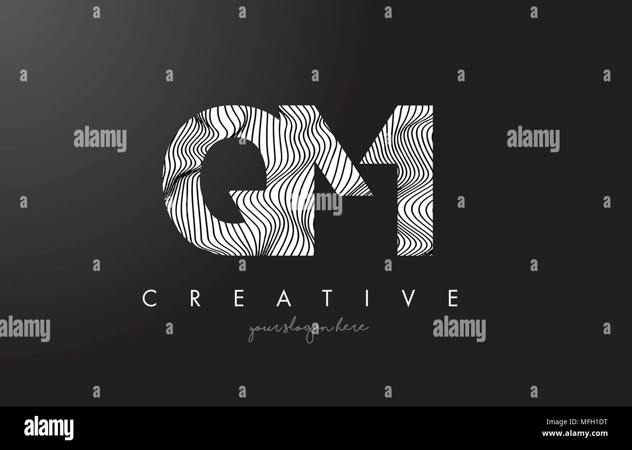 QM Q M Letter Logo with Zebra Lines Texture Design Vector Illustration ...