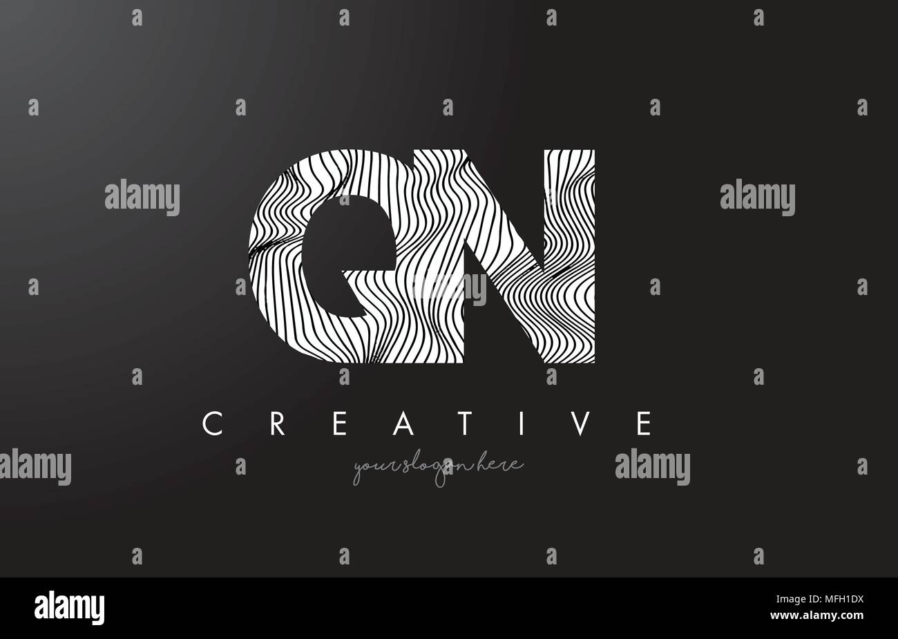 QN Q N Letter Logo with Zebra Lines Texture Design Vector Illustration ...