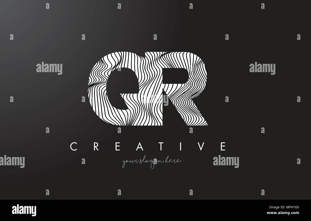 QR Q R Letter Logo with Zebra Lines Texture Design Vector Illustration ...