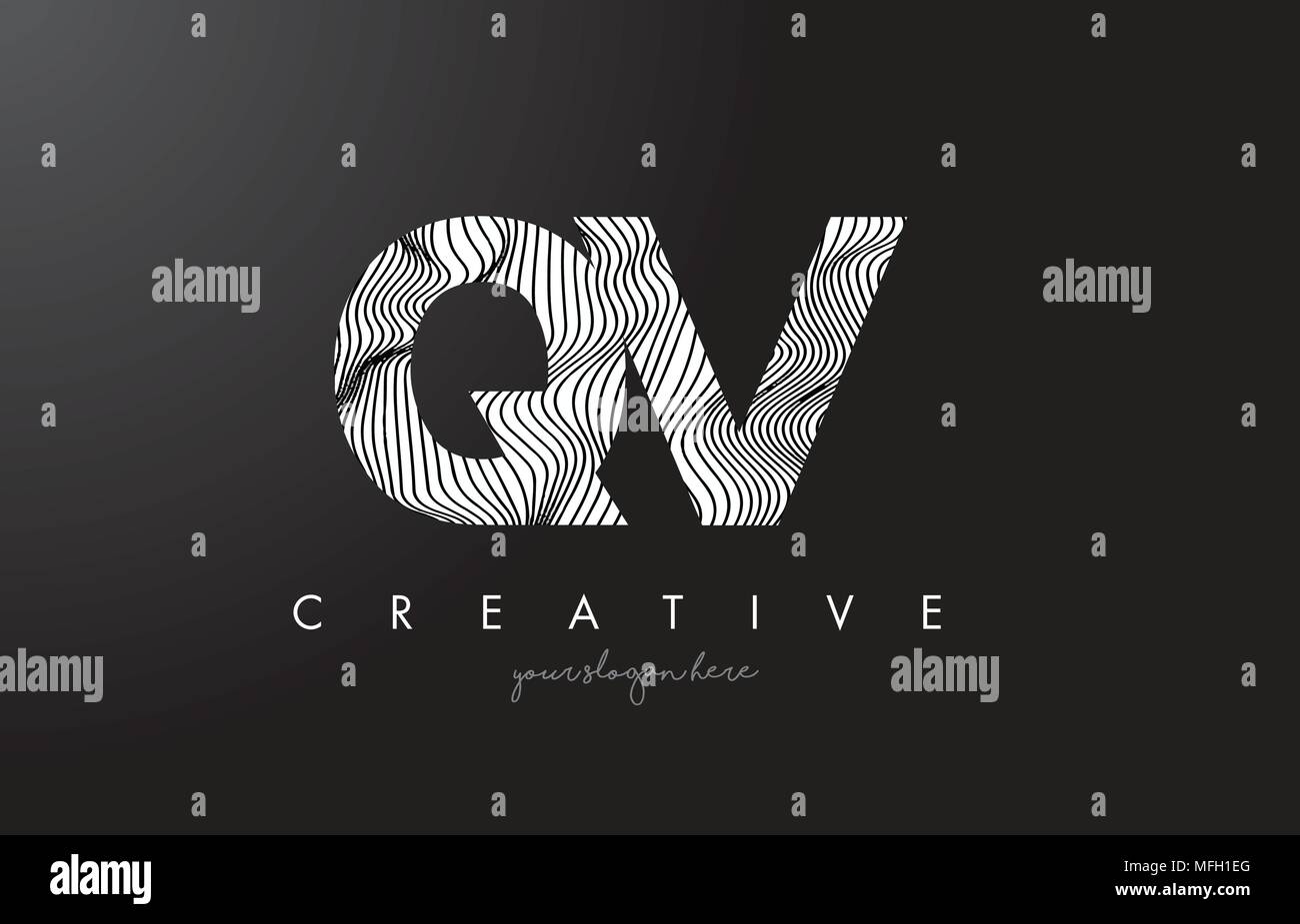 QV Q V Letter Logo with Zebra Lines Texture Design Vector Illustration ...