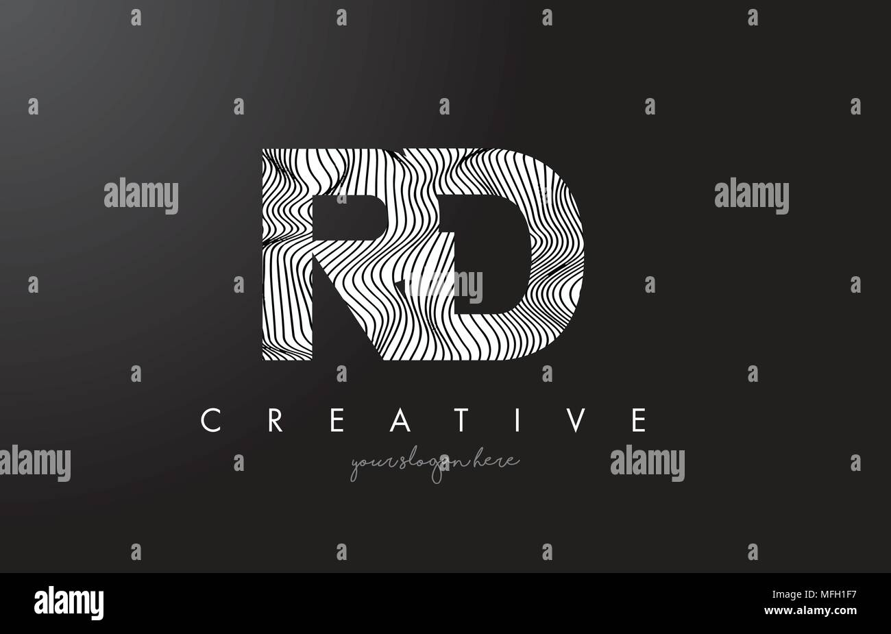 RD R D Letter Logo with Zebra Lines Texture Design Vector Illustration ...