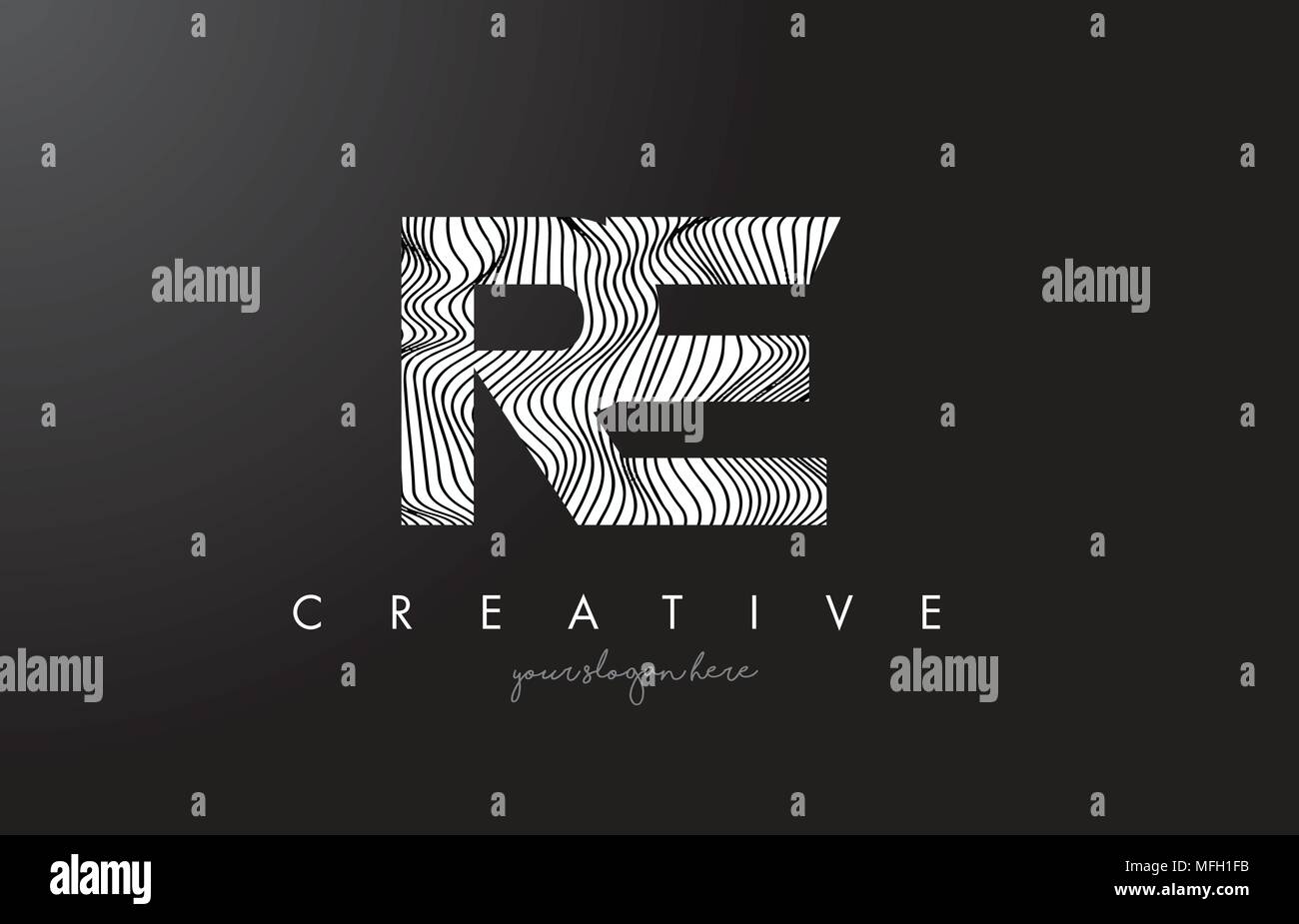 RE R E Letter Logo with Zebra Lines Texture Design Vector Illustration ...