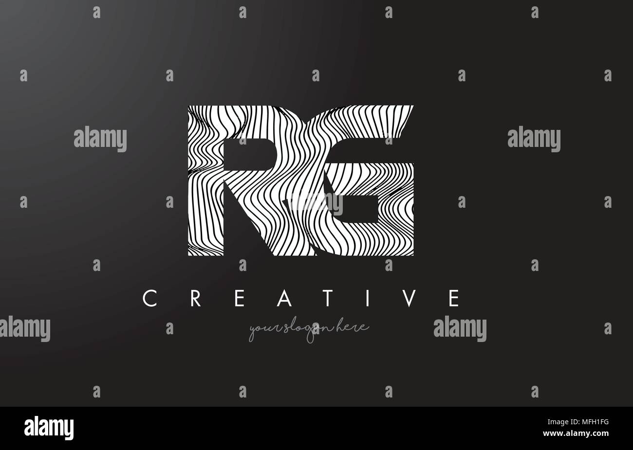 RG R G Letter Logo with Zebra Lines Texture Design Vector Illustration ...