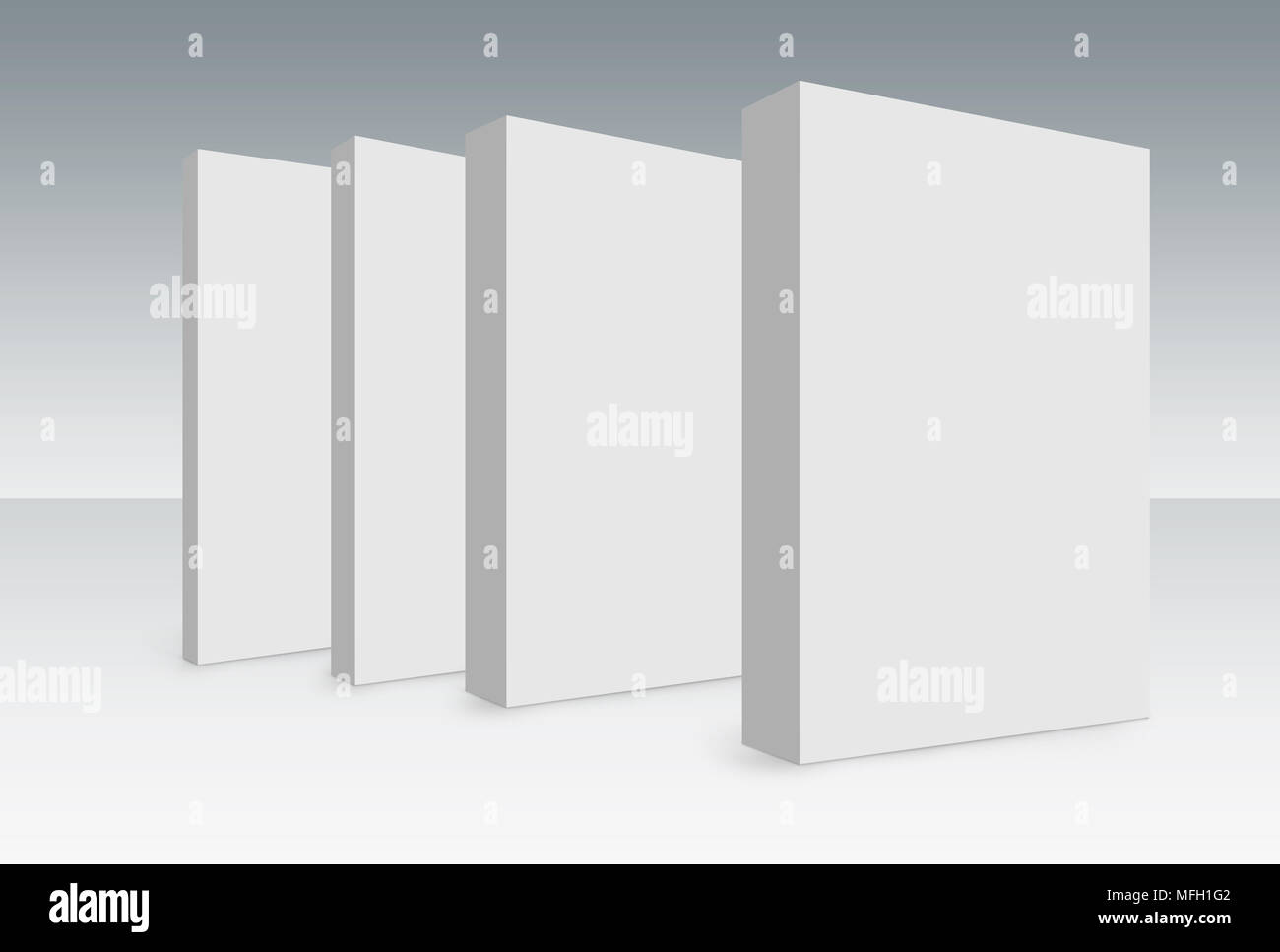 Four3d white boxes on ground, mock up template ready for your design ...