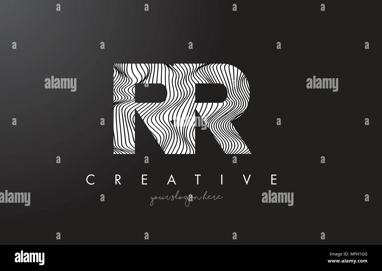 RR R Letter Logo with Zebra Lines Texture Design Vector Illustration ...
