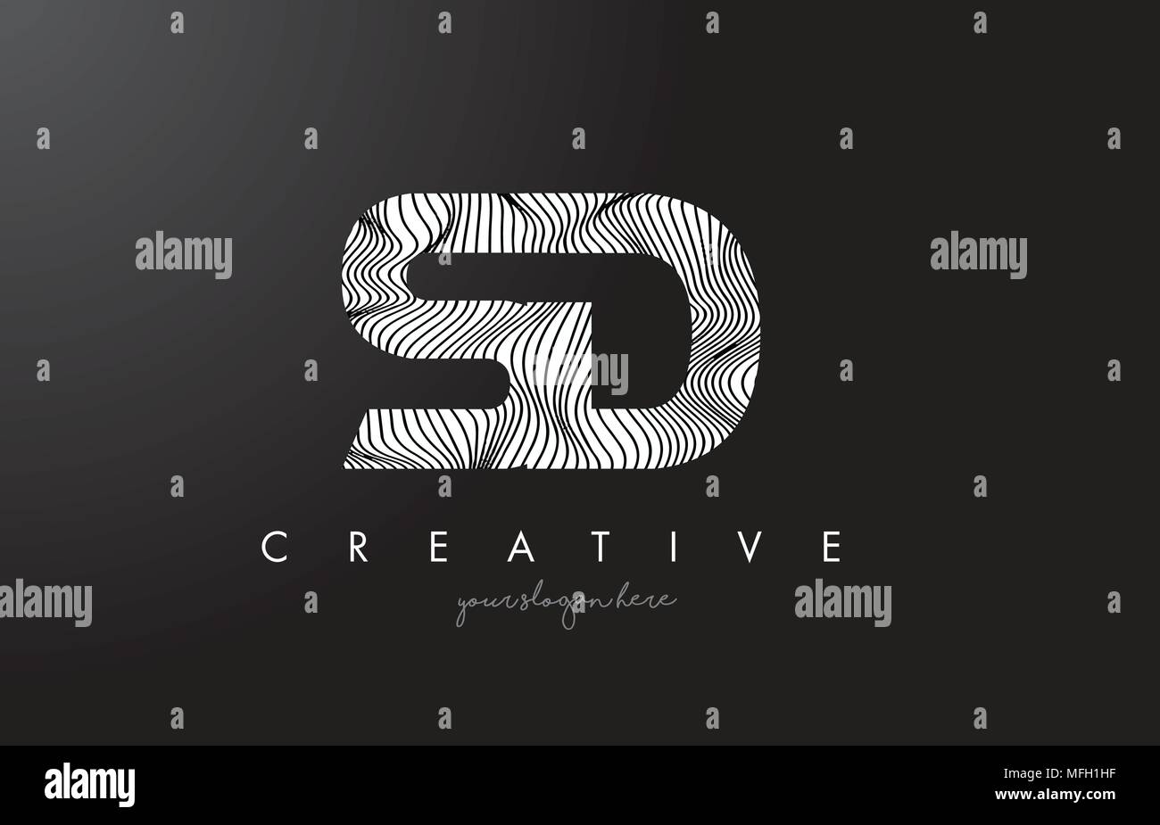 SD S D Letter Logo with Zebra Lines Texture Design Vector Illustration ...