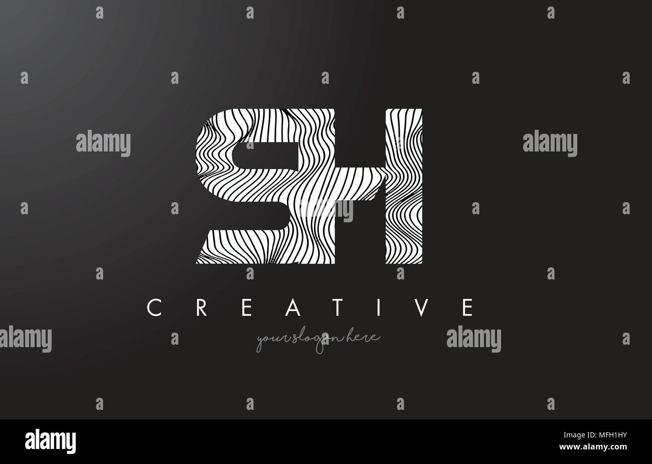 SH S H Letter Logo with Zebra Lines Texture Design Vector Illustration ...