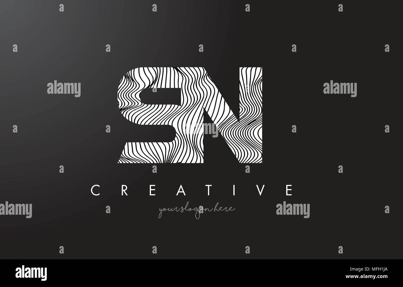 SN S N Letter Logo with Zebra Lines Texture Design Vector Illustration ...