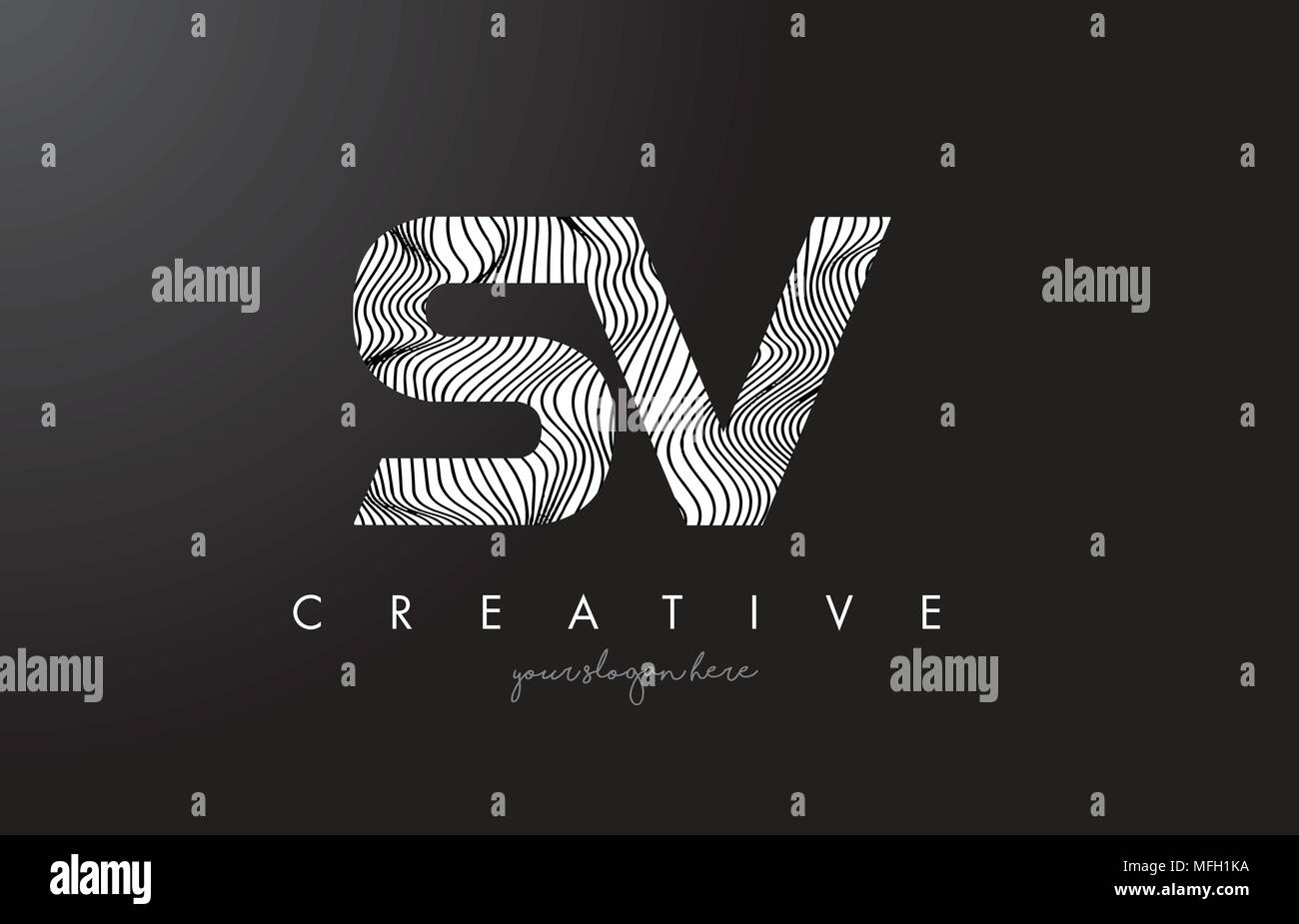 SV S V Letter Logo with Zebra Lines Texture Design Vector Illustration ...