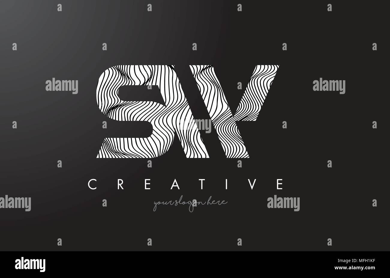 SW S W Letter Logo with Zebra Lines Texture Design Vector Illustration ...