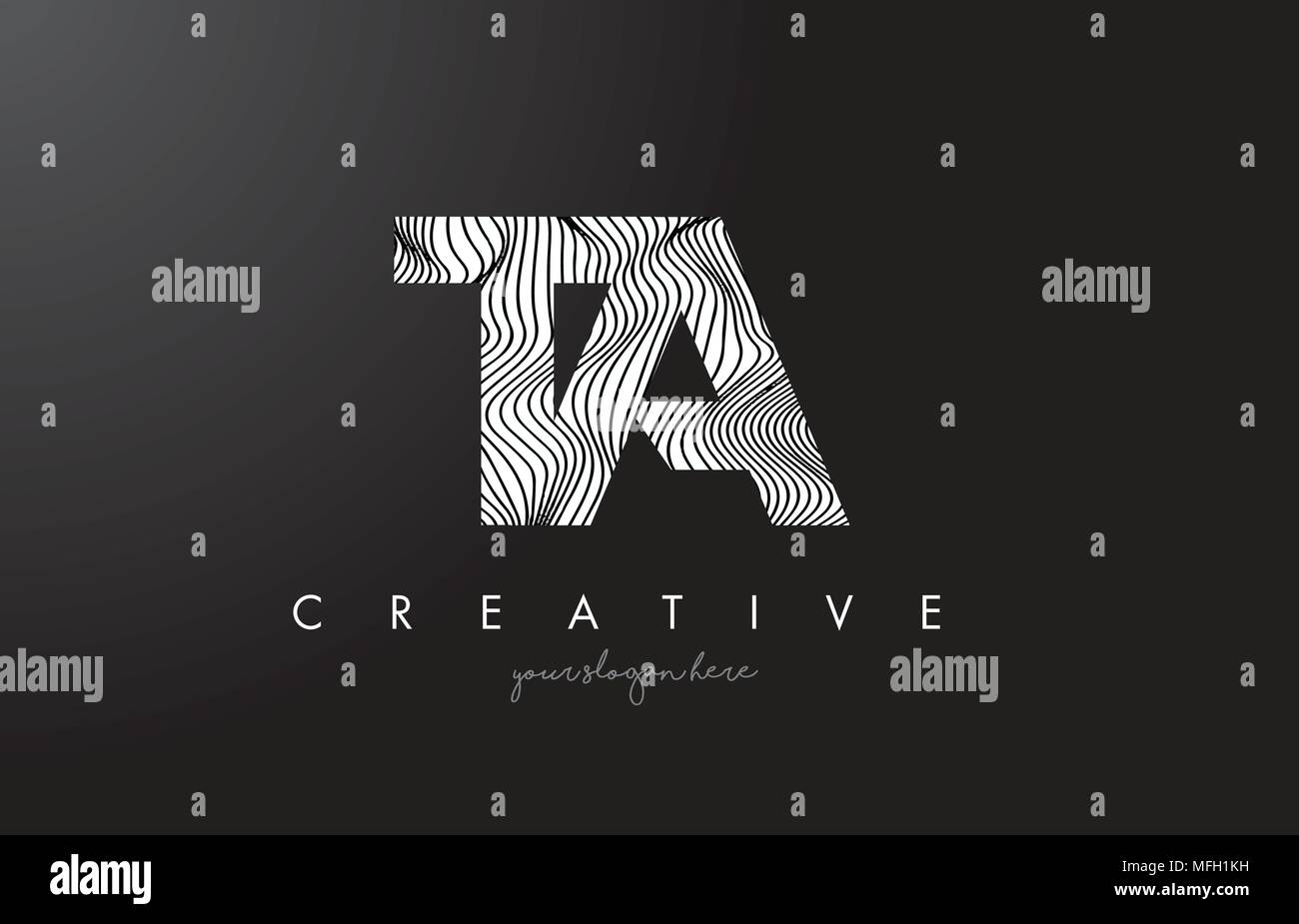 TA T A Letter Logo with Zebra Lines Texture Design Vector Illustration ...