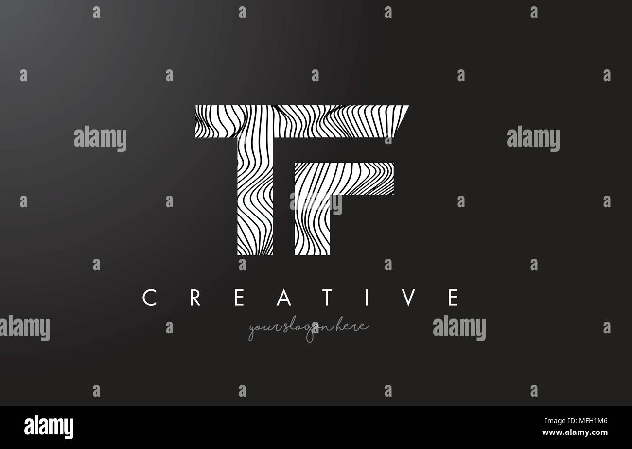 TF T F Letter Logo with Zebra Lines Texture Design Vector Illustration ...