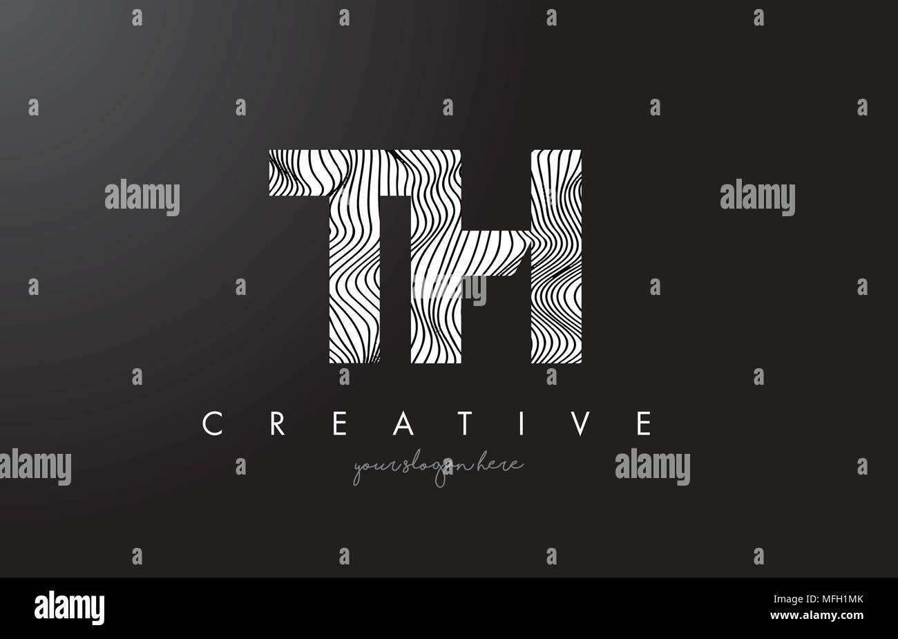 TH T H Letter Logo with Zebra Lines Texture Design Vector Illustration ...