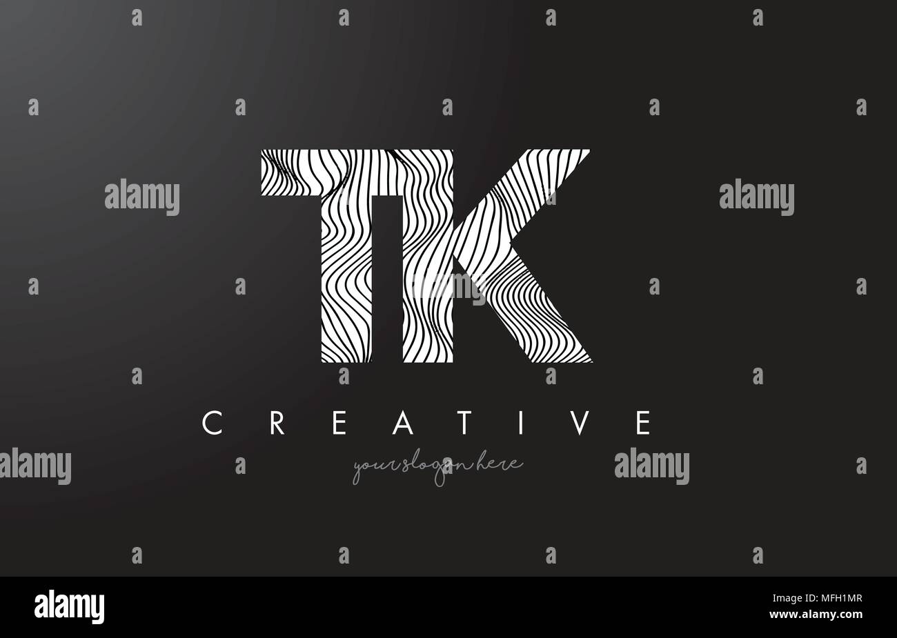 TK T K Letter Logo with Zebra Lines Texture Design Vector Illustration ...