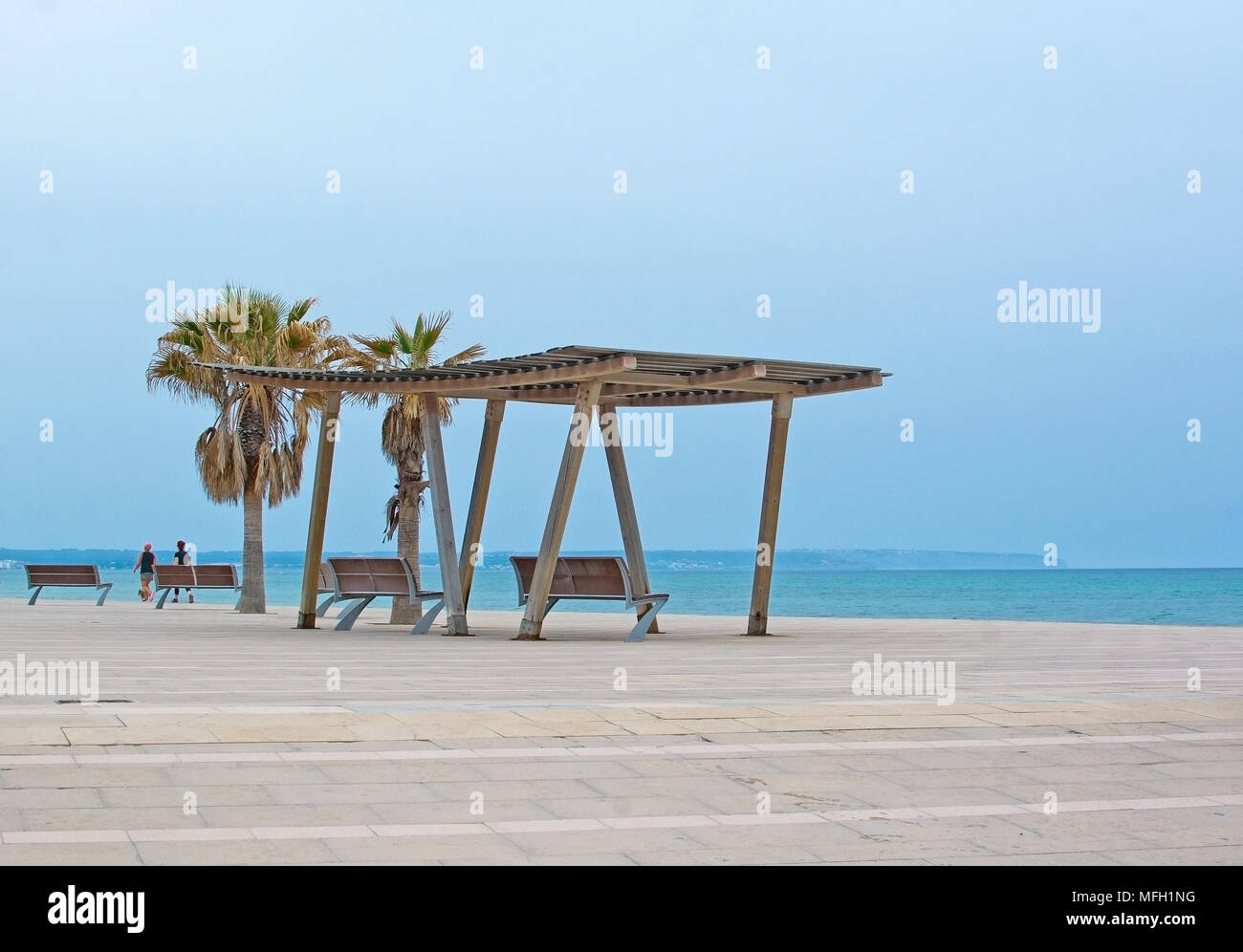 MOLINAR, MALLORCA, SPAIN - APRIL 25, 2018: Wooden shade structure with ...