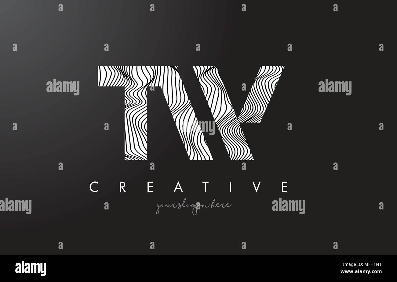 TW T W Letter Logo with Zebra Lines Texture Design Vector Illustration ...