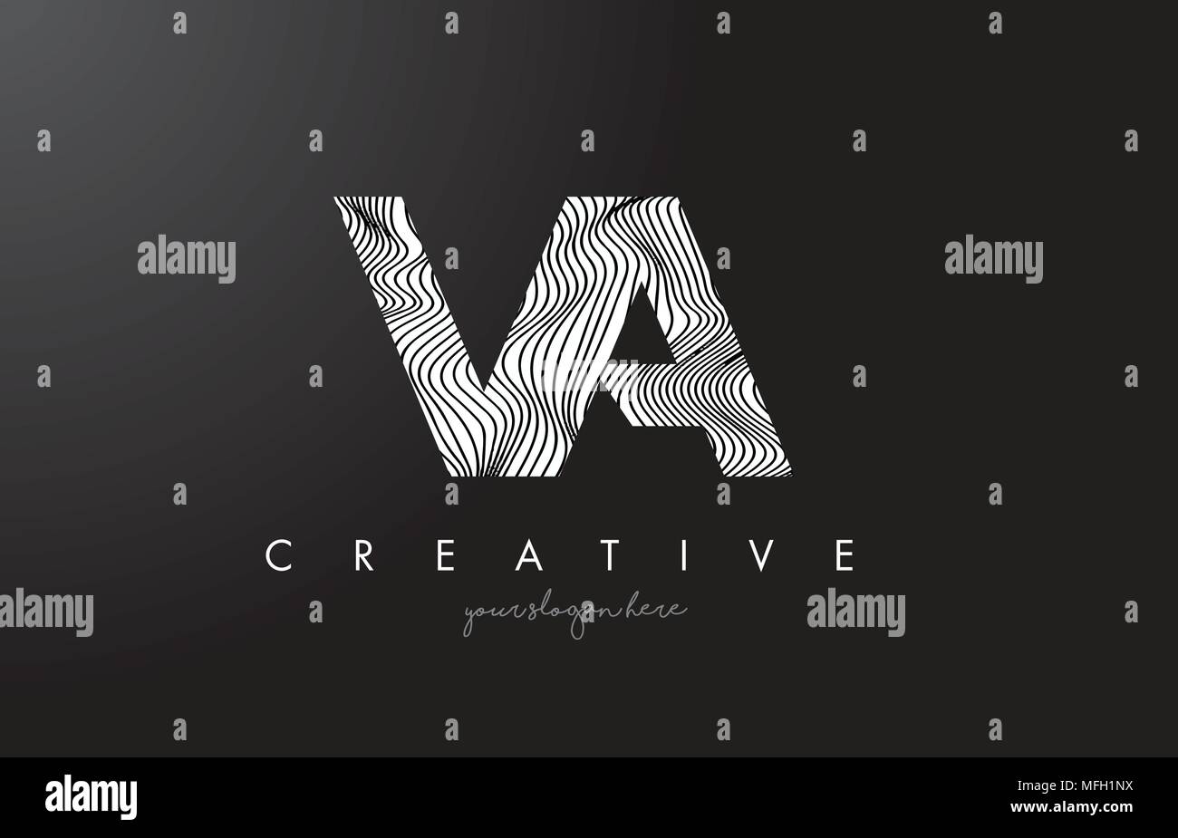 VA V A Letter Logo with Zebra Lines Texture Design Vector Illustration ...