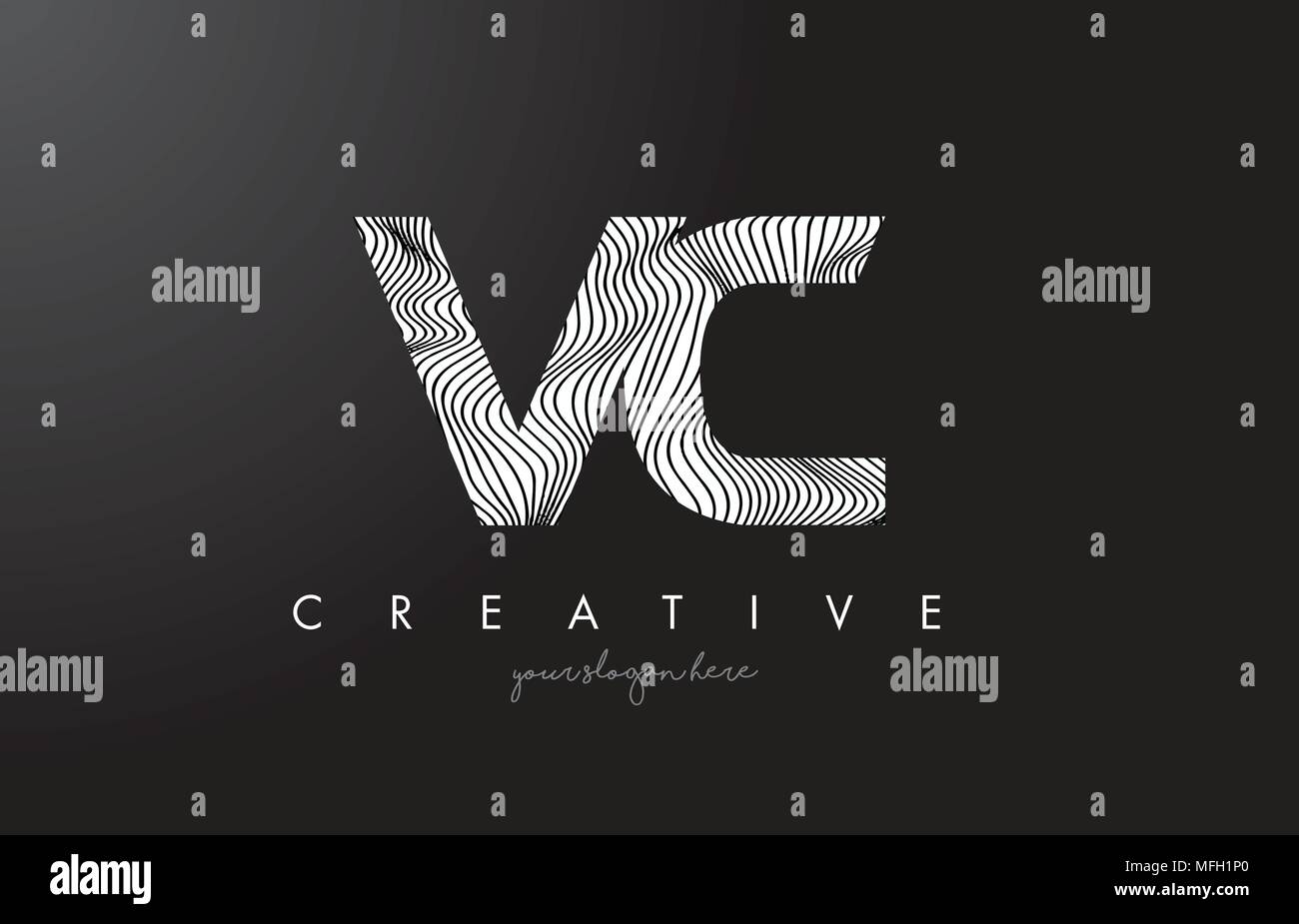 VC V C Letter Logo with Zebra Lines Texture Design Vector Illustration ...