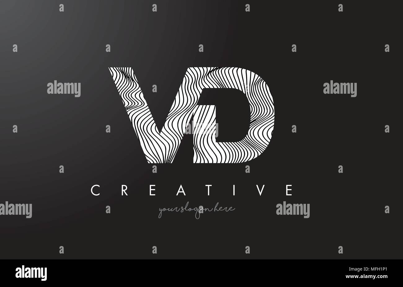 VD V D Letter Logo with Zebra Lines Texture Design Vector Illustration ...