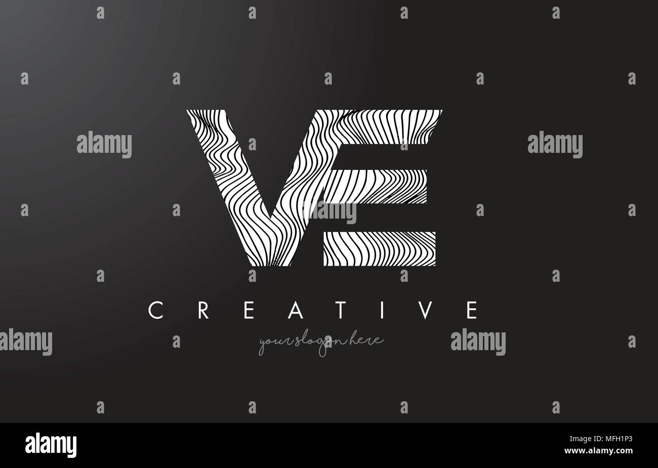 VE V E Letter Logo with Zebra Lines Texture Design Vector Illustration ...