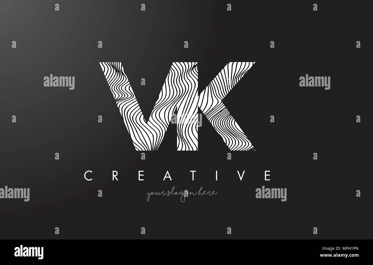 VK V K Letter Logo with Zebra Lines Texture Design Vector Illustration ...