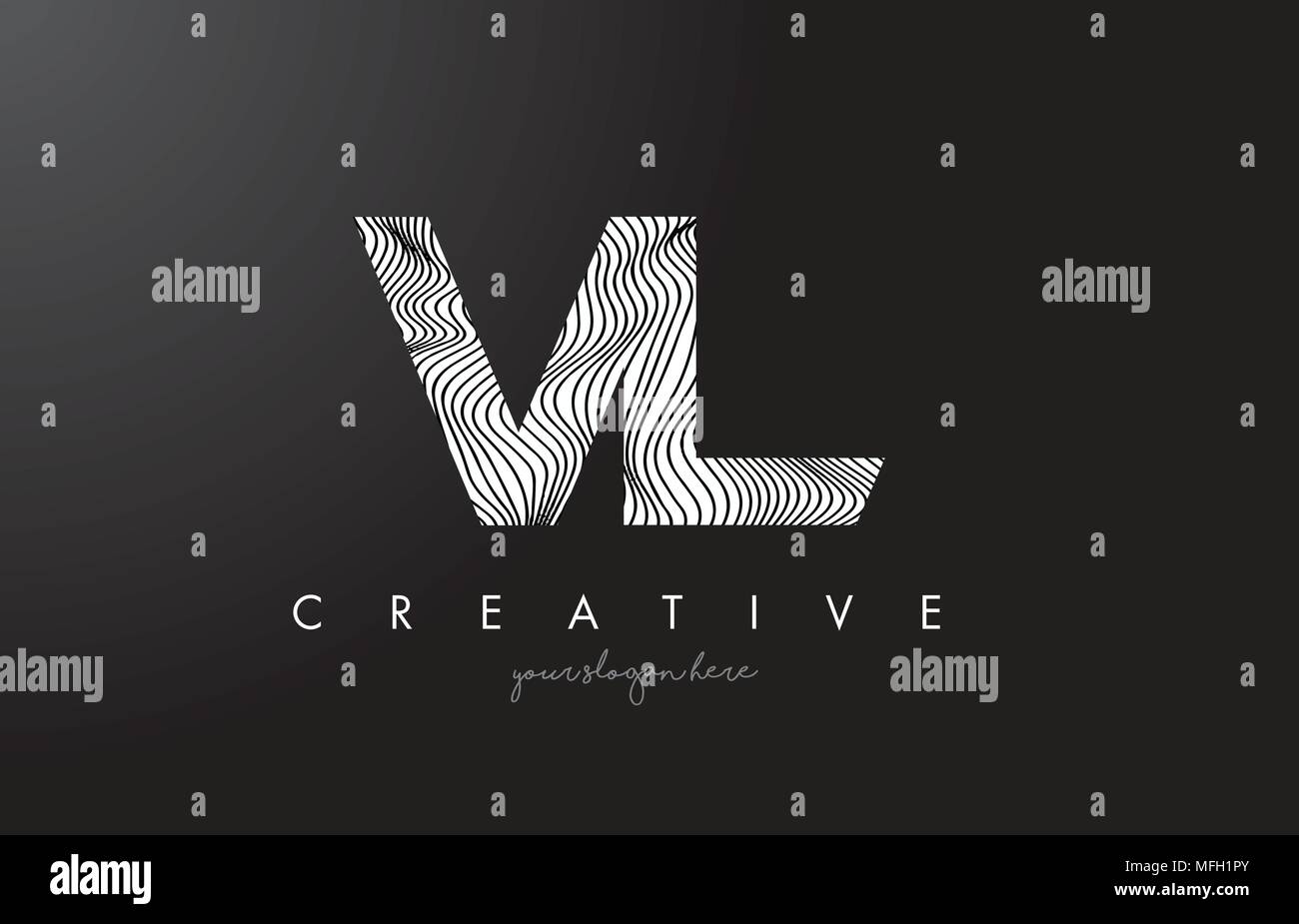 VL V L Letter Logo with Zebra Lines Texture Design Vector Illustration ...